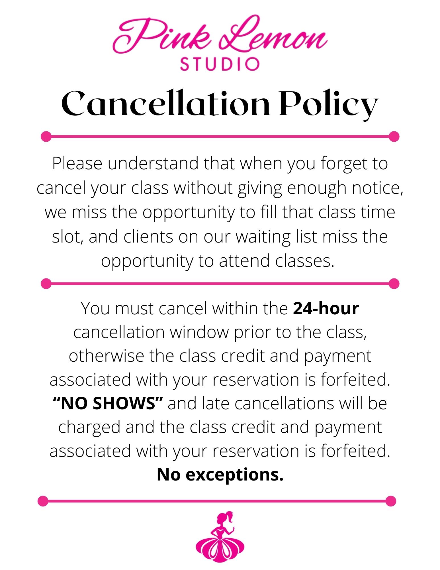 Studio Policies - Pink Lemon Studio